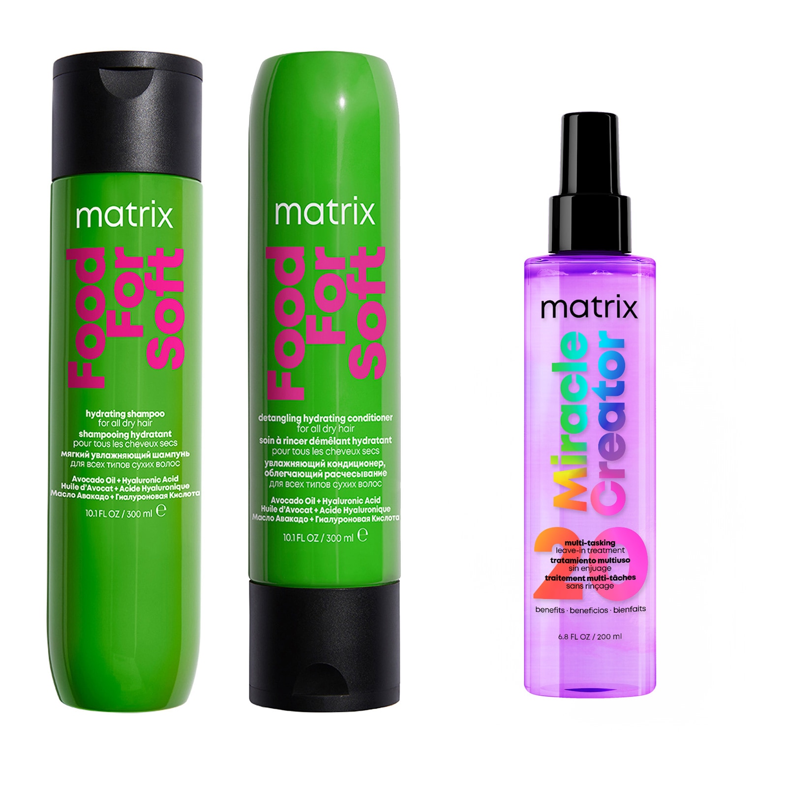 Matrix Food for Soft Shampoo, Conditioner and Miracle Creator Trio for ...