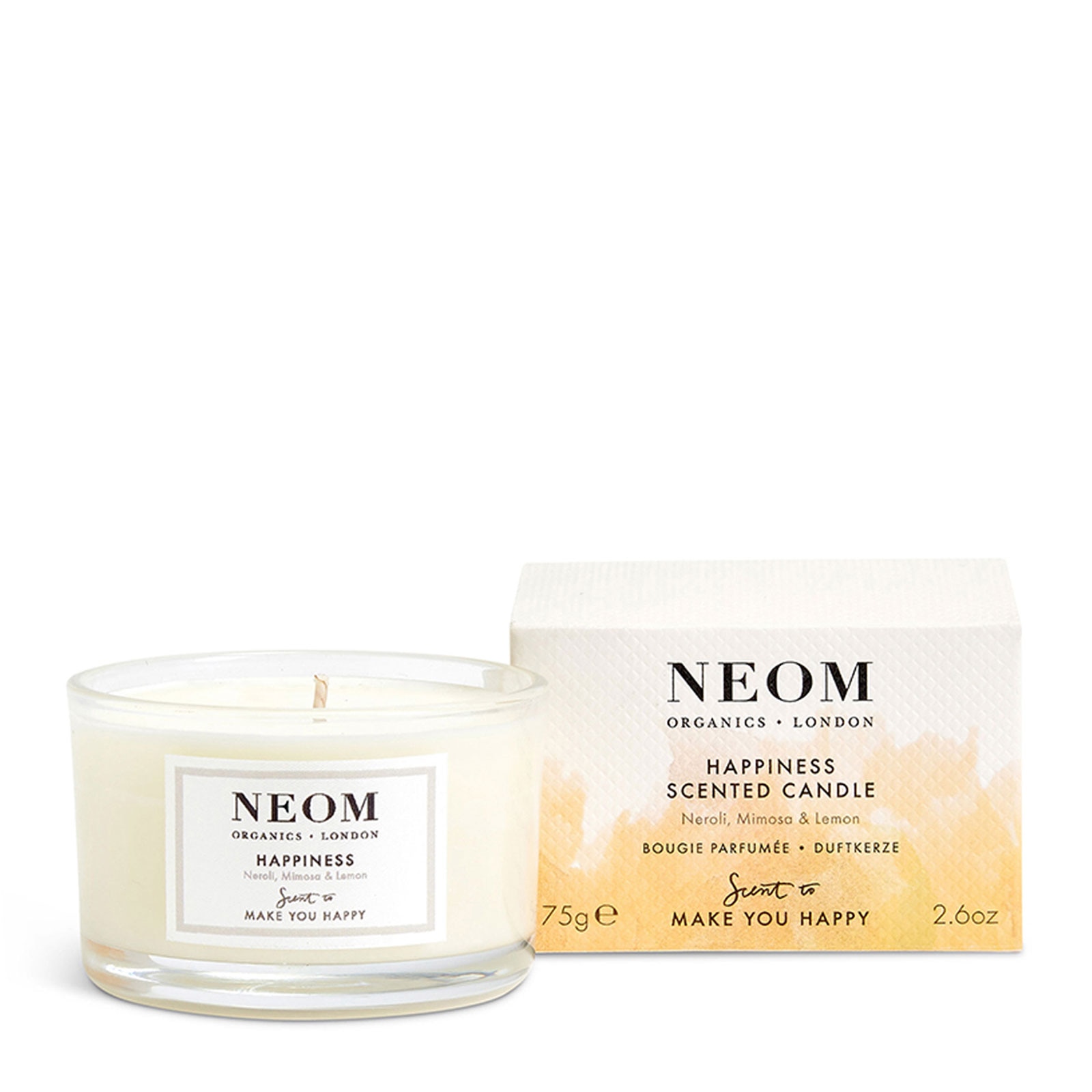Neom Happiness™ Scented Candle (Travel) 75g | FEELUNIQUE